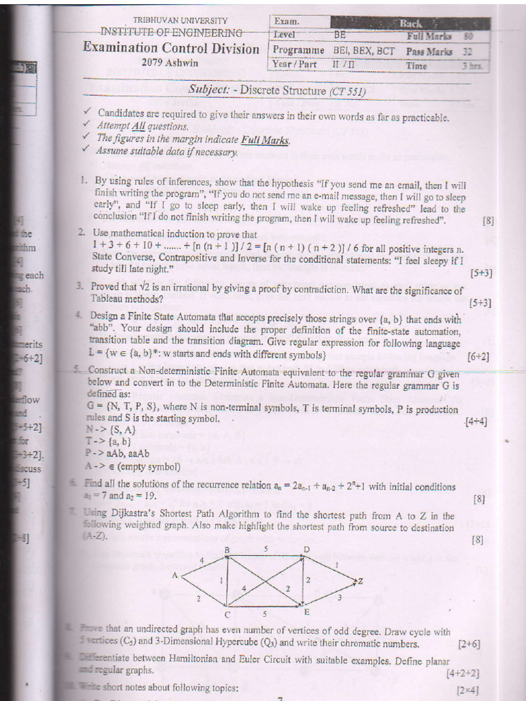 DS Past Questions | PDF | Theoretical Computer Science | Mathematics