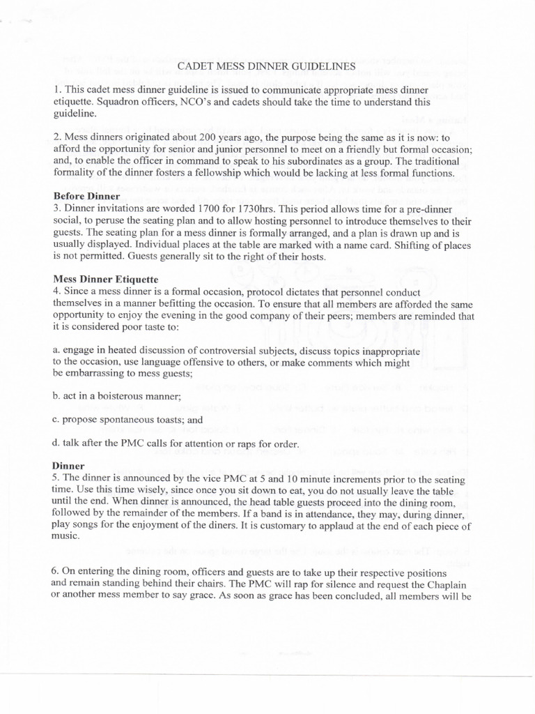 Cadet MessDinner001 | PDF | Waiting Staff | Home