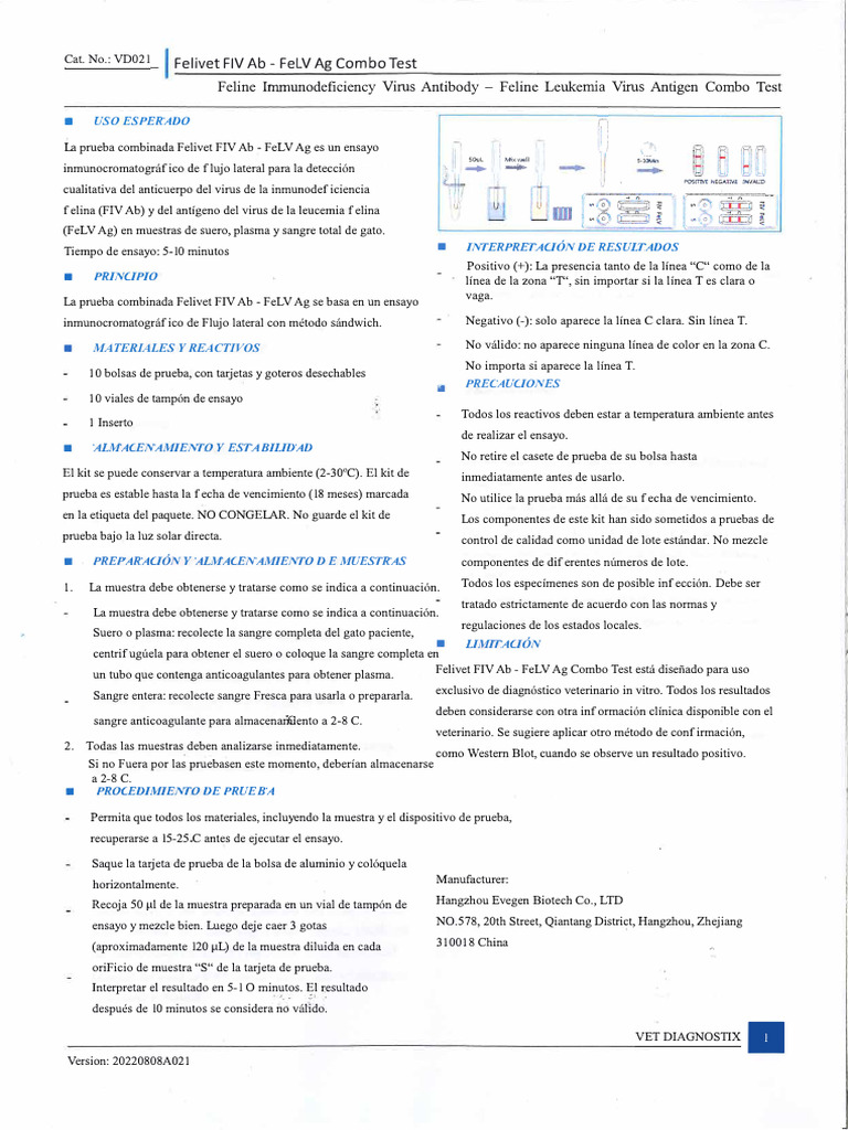 Felivet FIV Ab - FeLV Ag Combo Test | PDF | Ciencias de la Salud ...