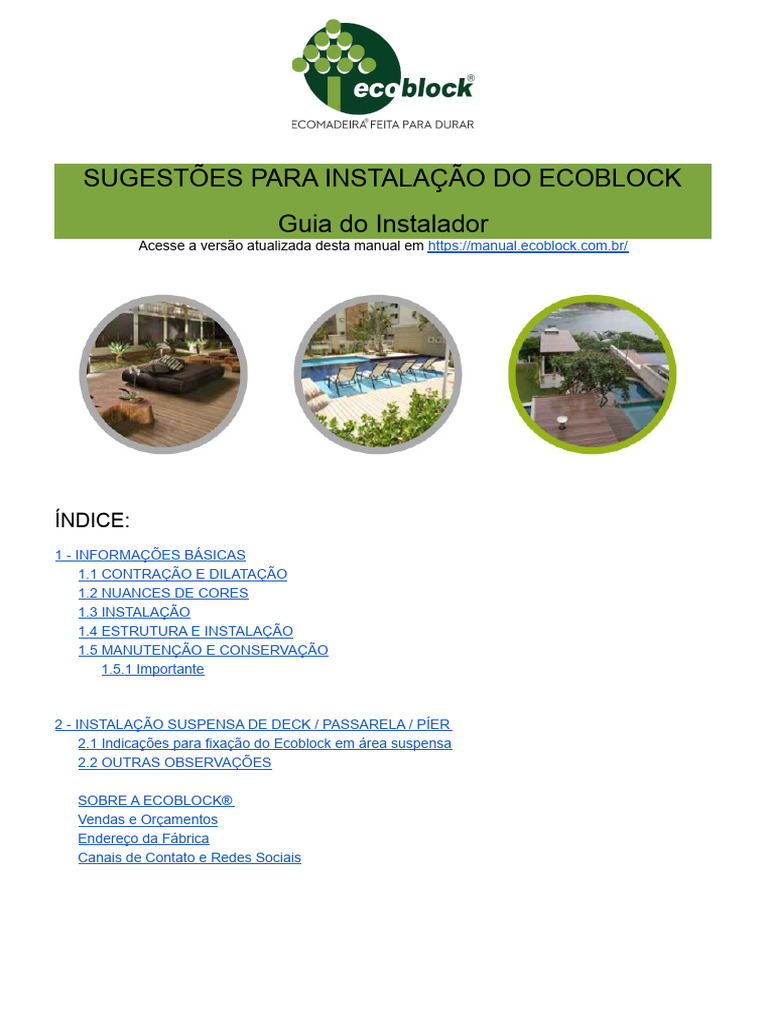 Manual Ecoblock v1 02062021 | PDF | Parafuso | Madeira