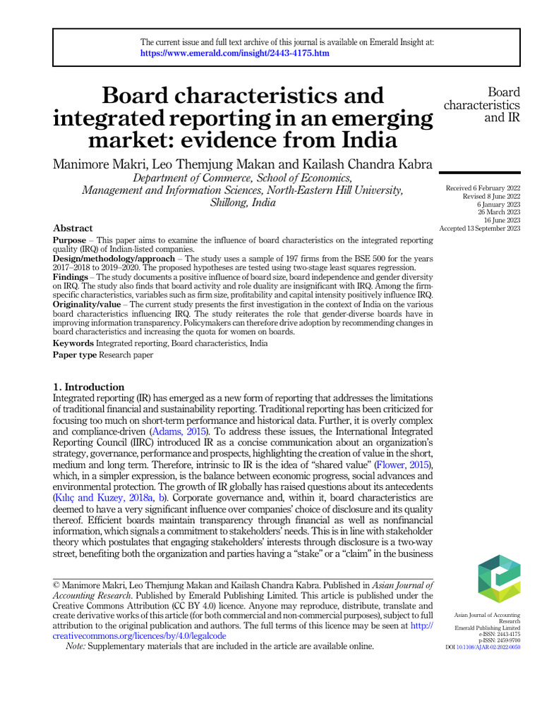 Board Traits & Integrated Reporting in India | PDF | Career & Growth