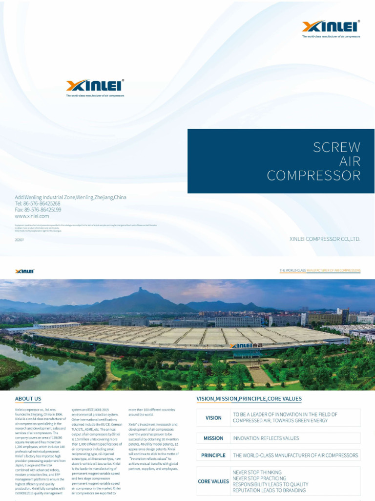XINLEI Screw Compressor Catalog - Compress | PDF