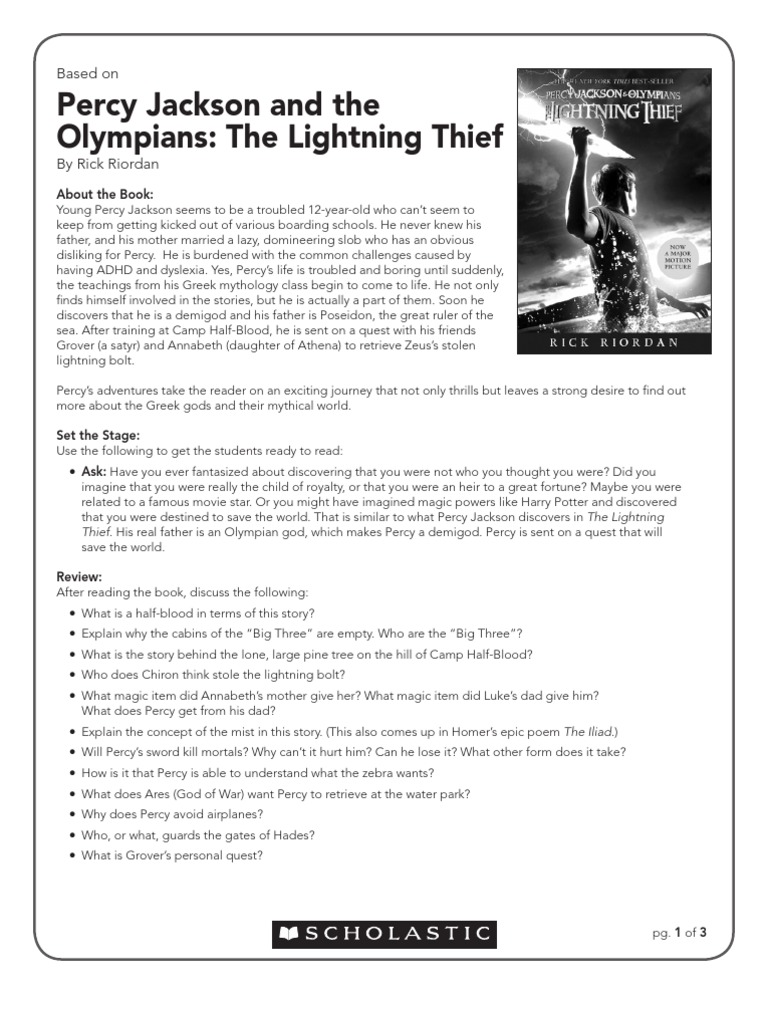 Percy Jackson and The Olympians: The Lightning Thief: Based On | PDF ...