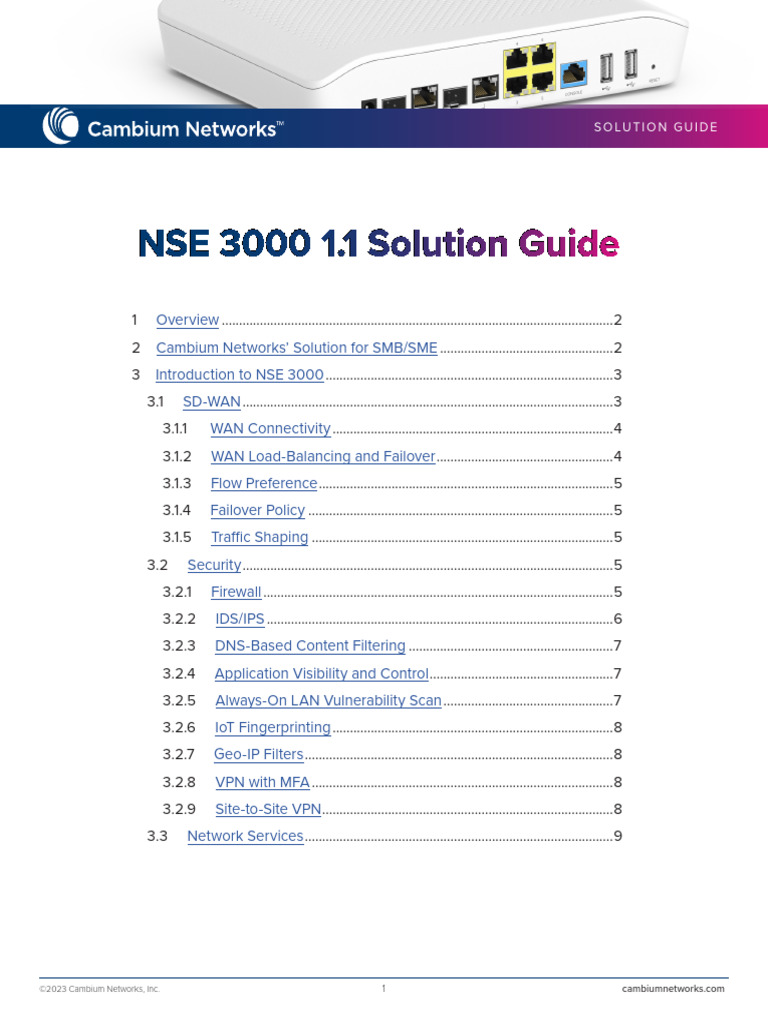 NSE 3000 1.1 Solution Guide v4 Meltec Cambium | PDF