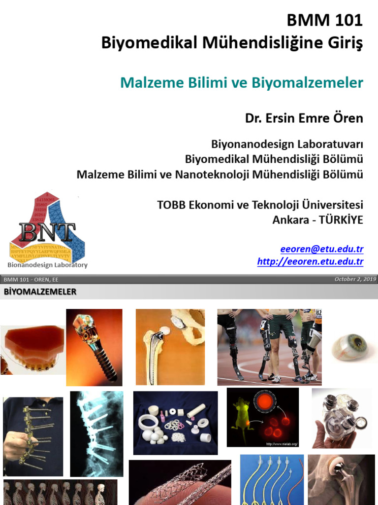 BMM-101 Biyomalzemeler | PDF