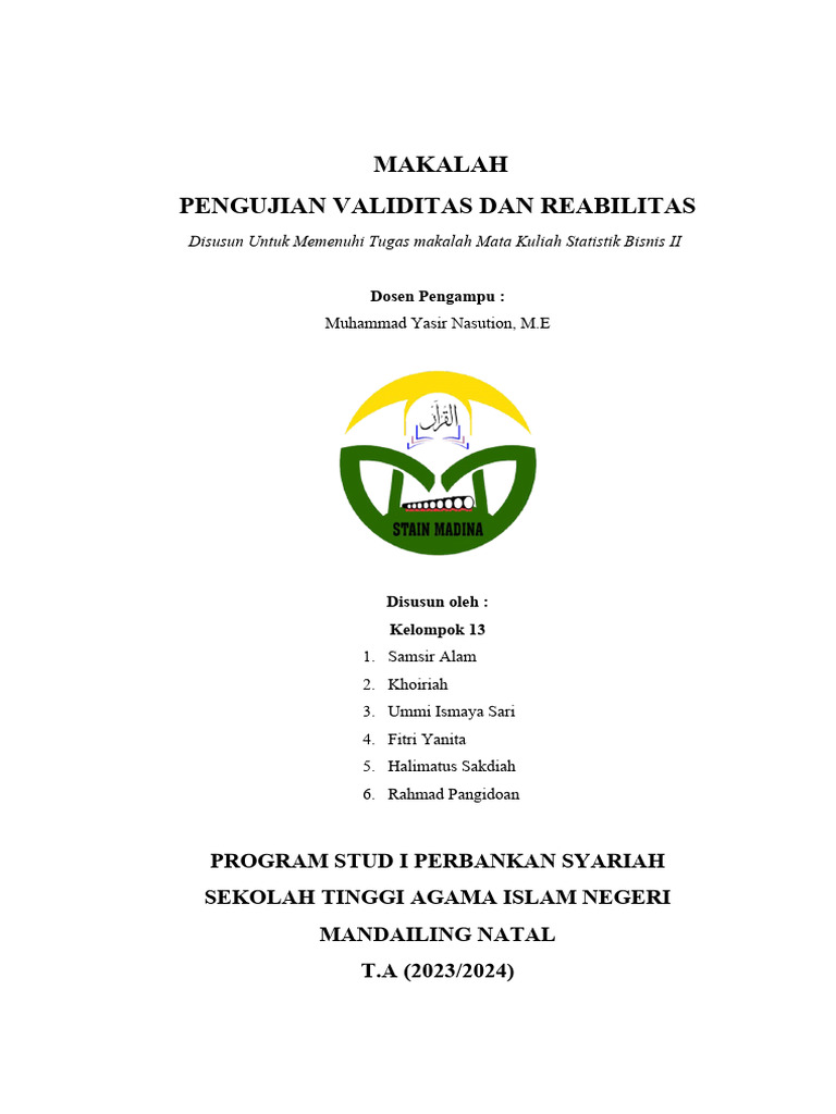 Pengujian Validitas Dan Reabilitas | PDF | Bisnis