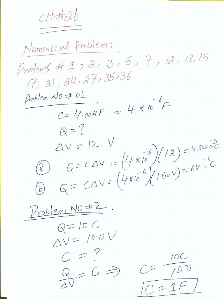 Numerical Problem (CH 26) | PDF
