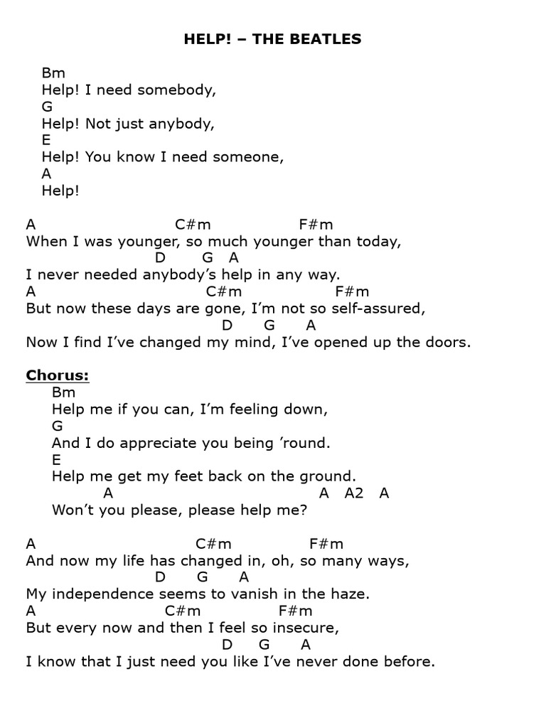 HELP! - The Beatles Chords | PDF