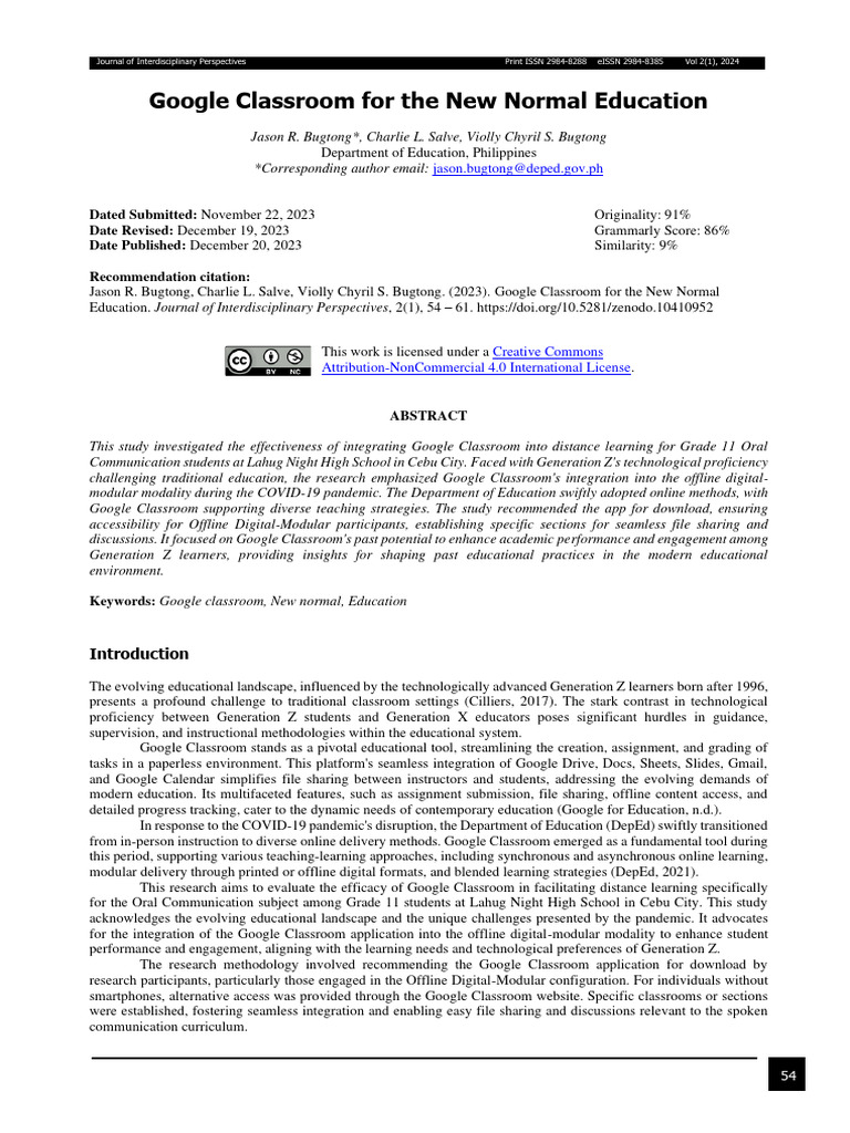 Google Classroom For The New Normal Education | PDF | P Value | Student ...