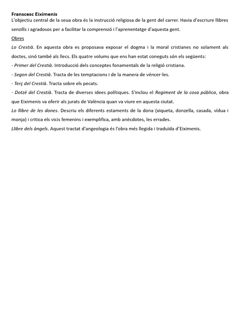 Francesc Eiximenis | PDF