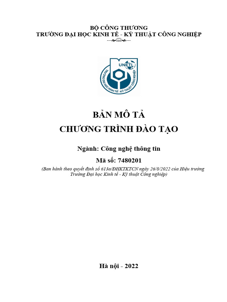 Ban Mo Ta Chuong Trinh Dao Tao Nganh CNTT Dang Web | PDF