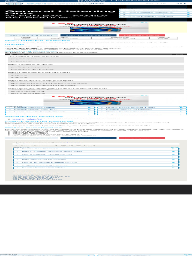A Fun Day - Randall's ESL Cyber Listening Lab | PDF