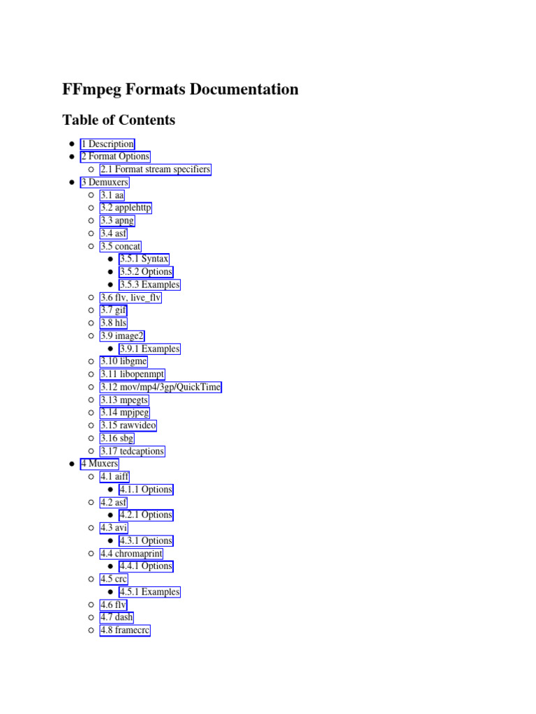 Ffmpeg Formats | PDF | Streaming Media | Filename