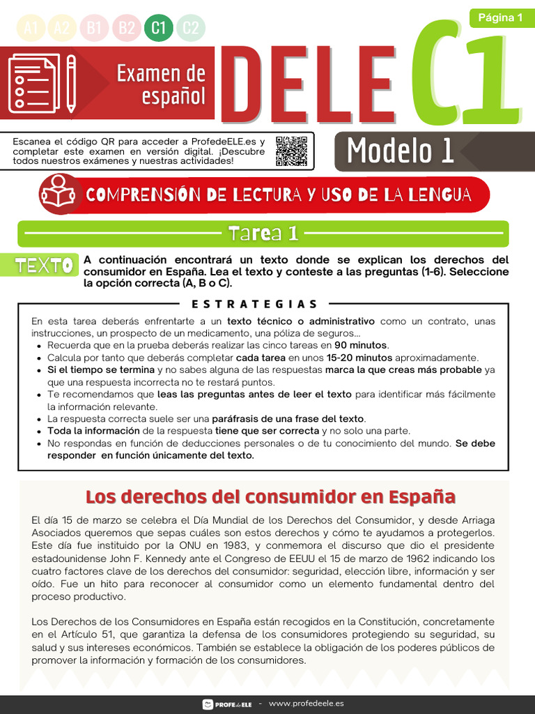DELE C1 - Modelo de Examen Completo | PDF | Protección al Consumidor | Gases de efecto invernadero