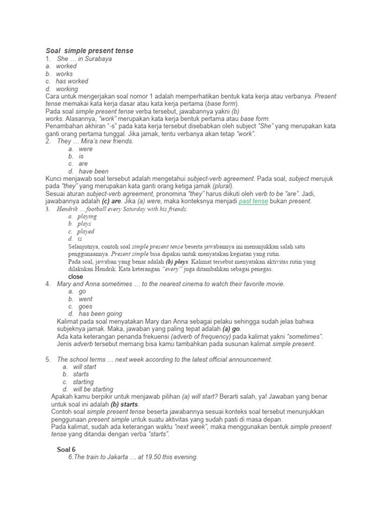 Soal Simple Present Tense | PDF