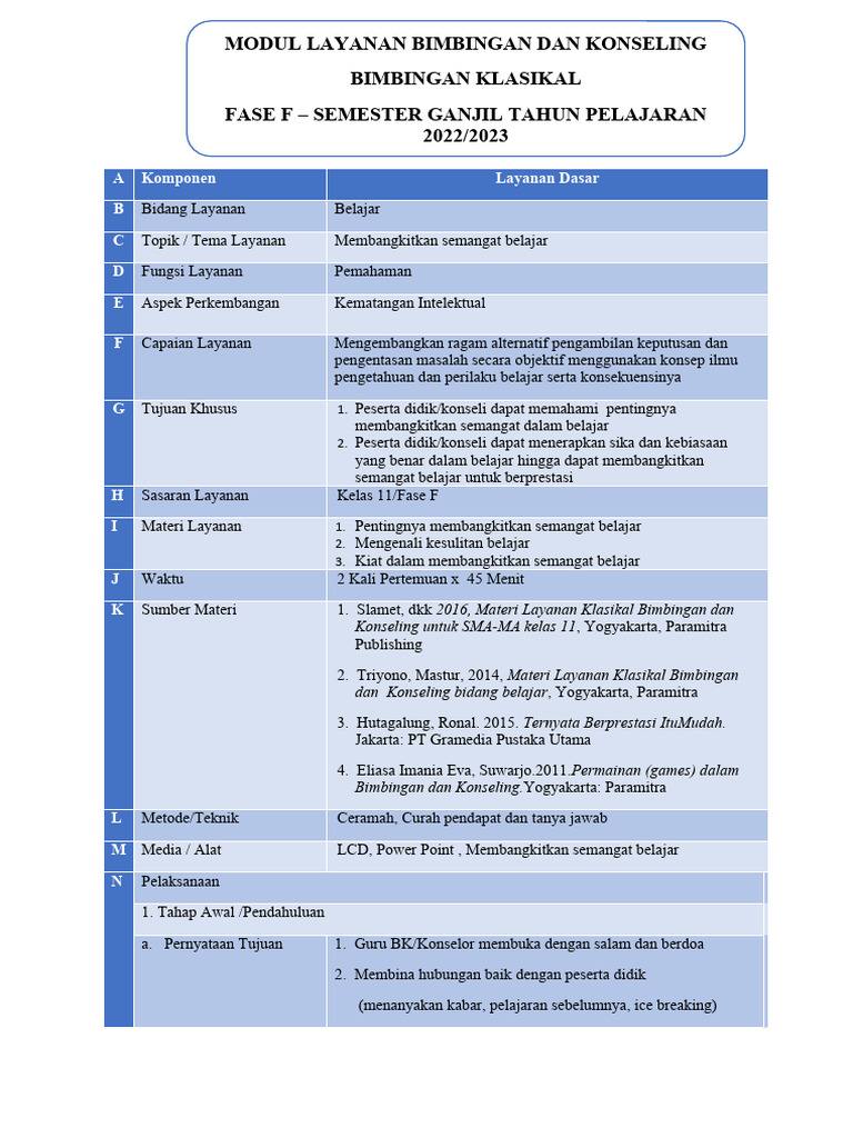 Modul BK Semangat Dalam Belajar | PDF | Karier & Perkembangan