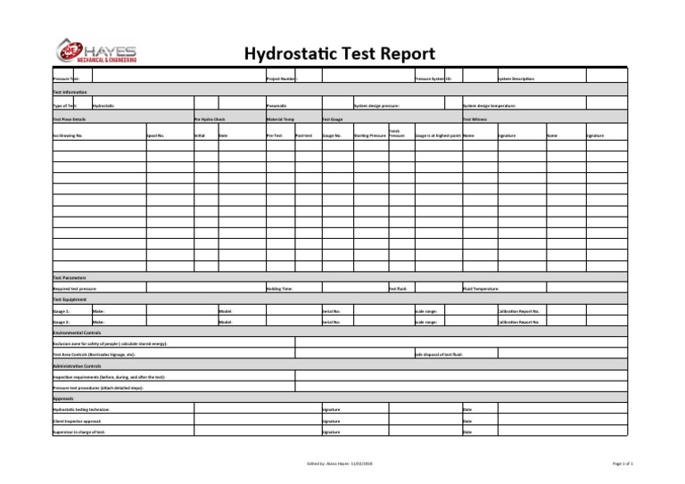 HM&E - Hydrostatic Test Report | PDF | Pressure | Calibration