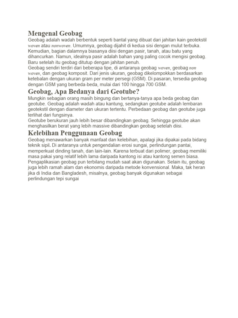 Mengenal Geobag | PDF