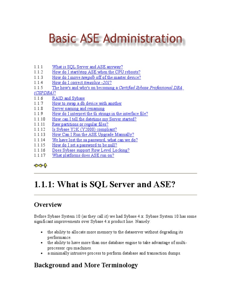 111 What Is Sql Server And Ase Cspdba Pdf Database 7994