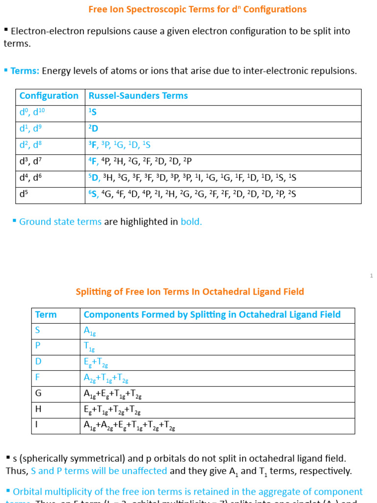 Lecture 10 Pdf Electron Configuration Coordination Complex