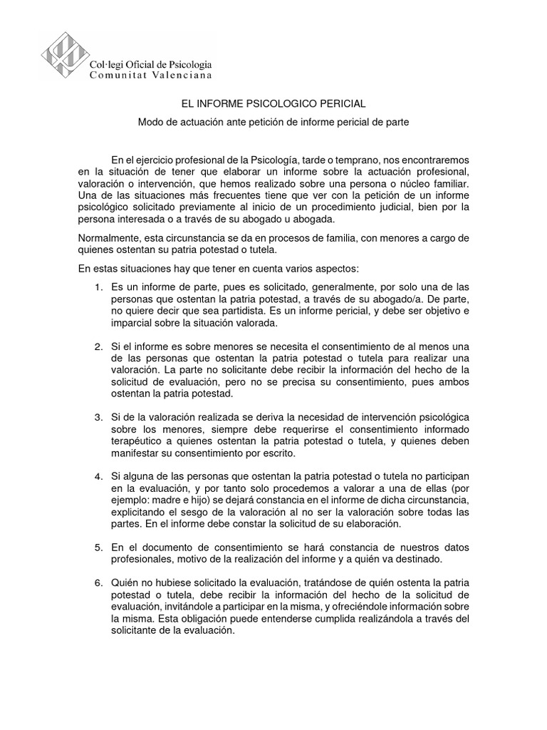 Como Elaborar Un Informe Pericial Psicologico | PDF | Derecho | Autosuperación