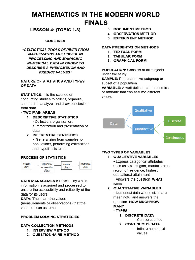 Mmw Reviewer Download Free Pdf Statistics Sampling Statistics