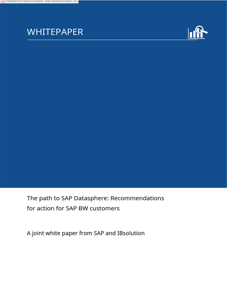 IBsolution Whitepaper Der Weg Zu SAP Datasphere - De.en | PDF | Technology & Engineering