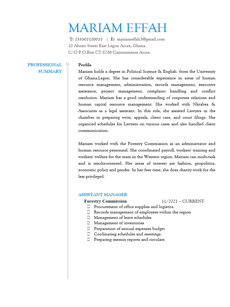 Mariam Effah CV | PDF | Economies | Business