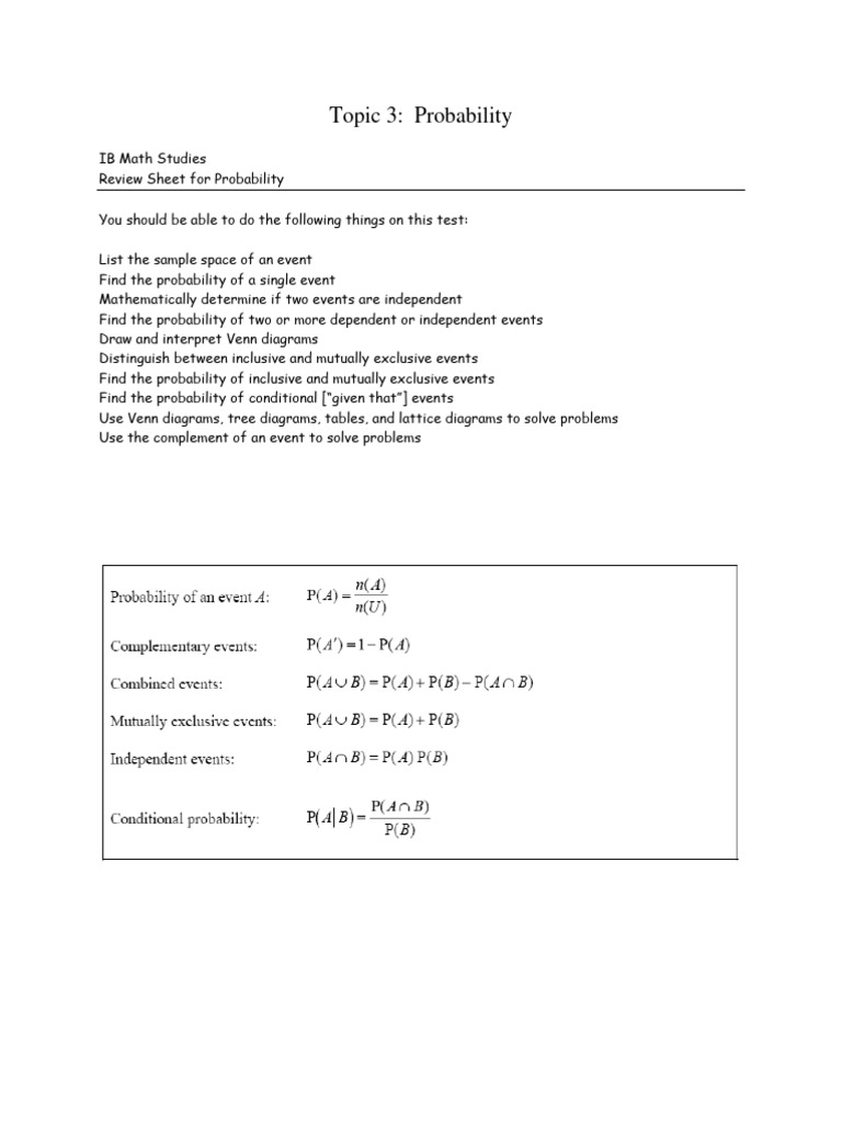 Topic 3 - Probability Handouts | PDF | Probability | Sampling (Statistics)