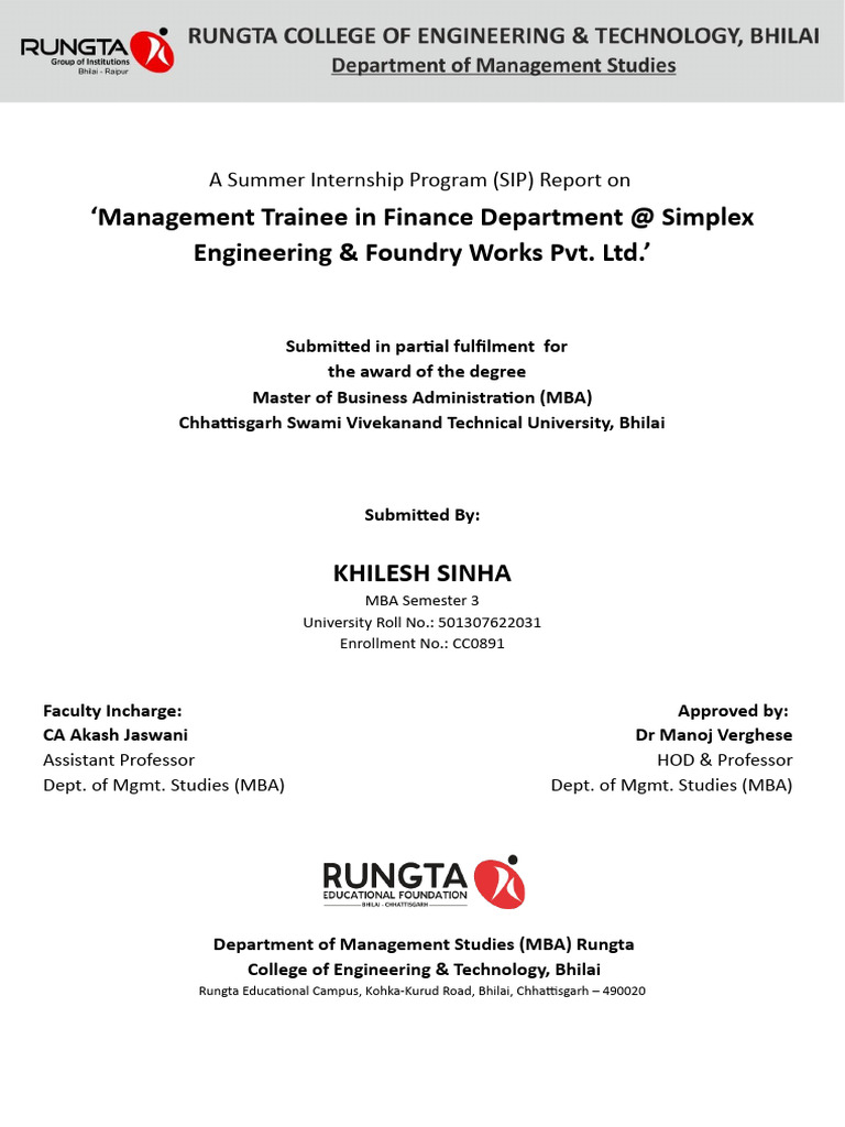 MBA 3 - SIP Report Format | PDF