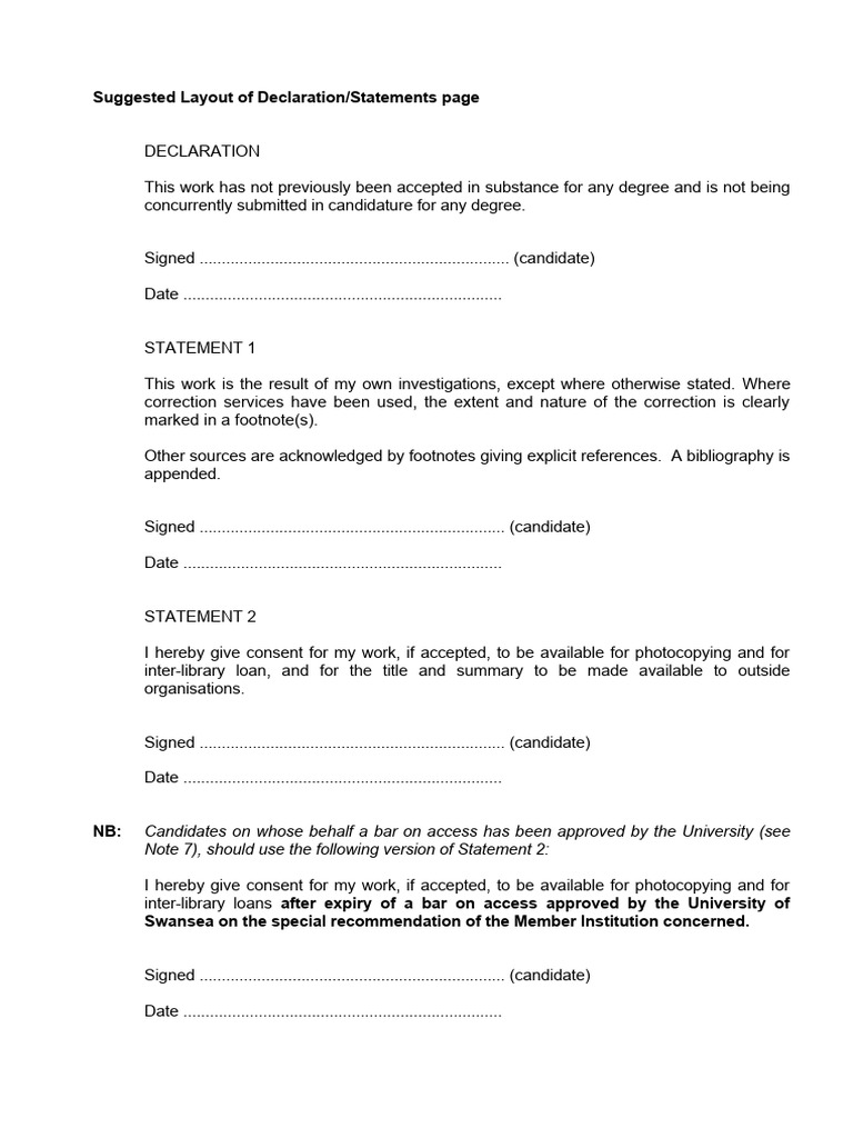 Master's Degree Declaration Form | PDF | Master's Degree
