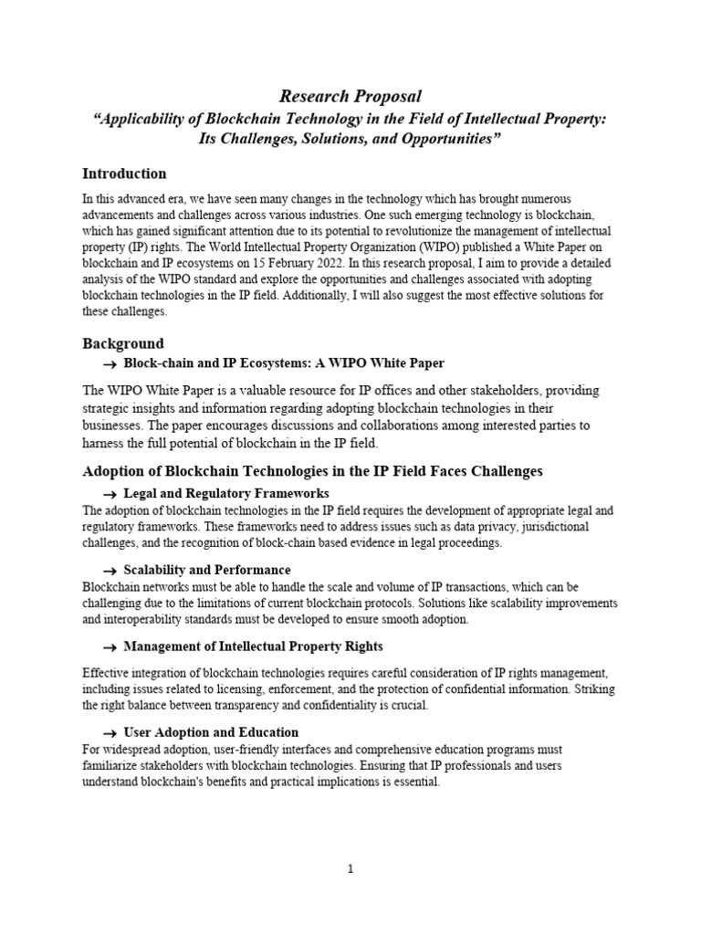 TITLE 2 Applications of Blockchain Technologies in The IP Field | PDF ...