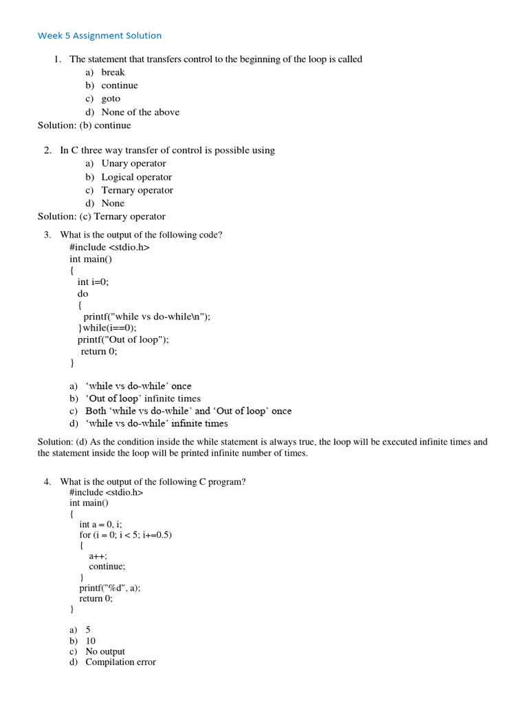 Week 5 July 2023 Solution | PDF | Control Flow | Software Development