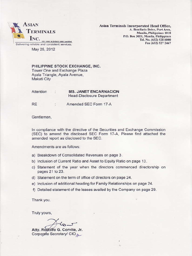 Amended SEC Form 17-A for ATI | PDF | Equity (Finance) | Financial ...