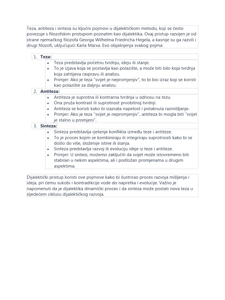 Teza, Antiteza I Sinteza | PDF