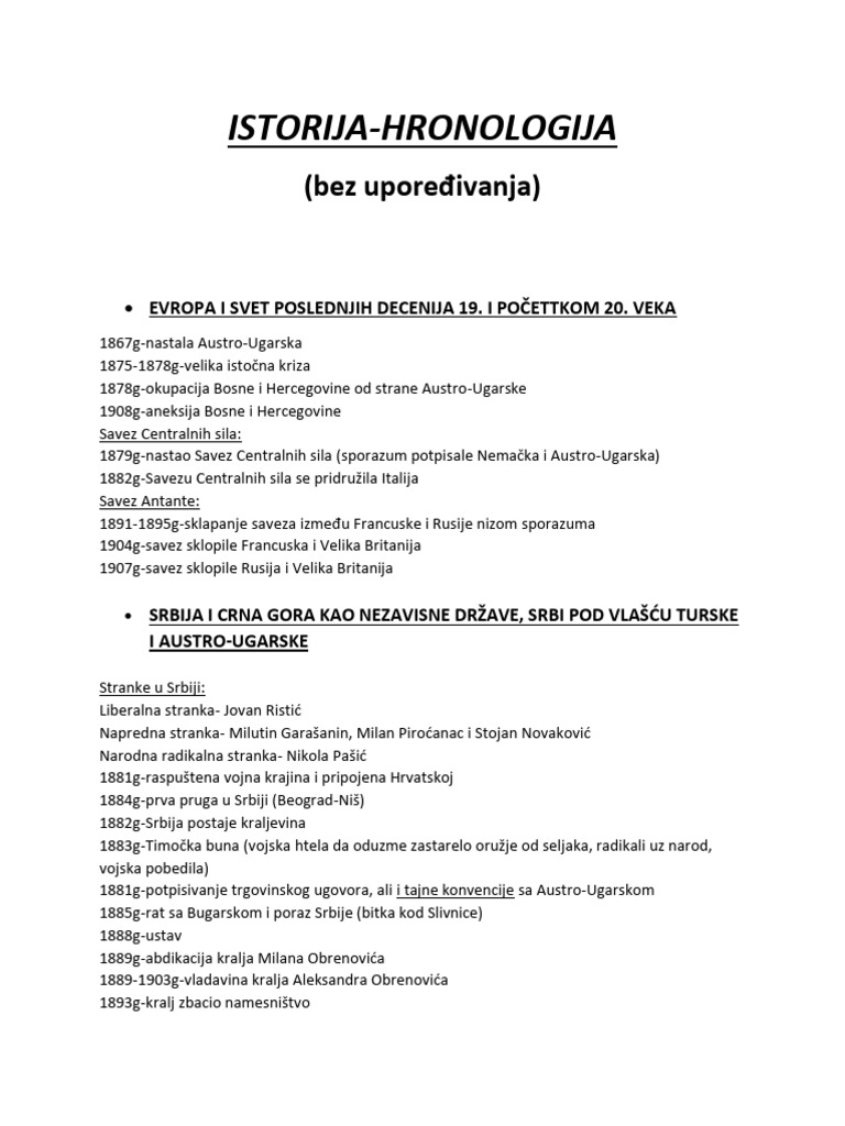 ISTORIJA Hronologija | PDF
