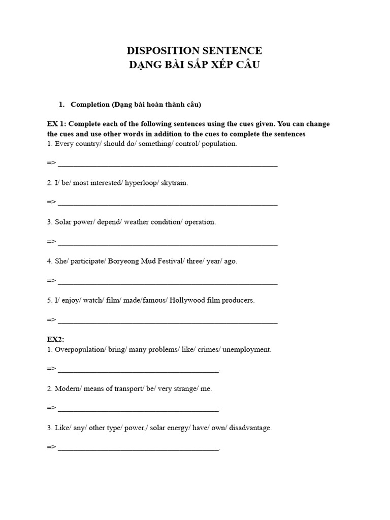 Disposition Sentence Exercises | PDF