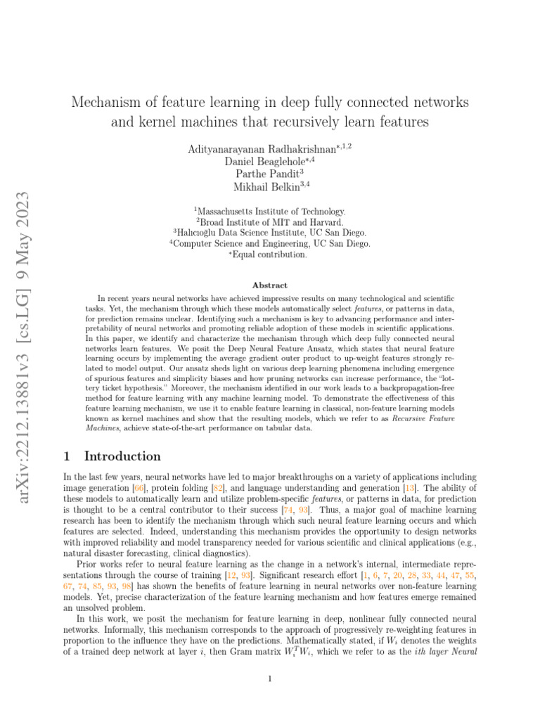 Mechanism of Feature Learning in Deep Fully Connected Networks and Kernel Machines That ...