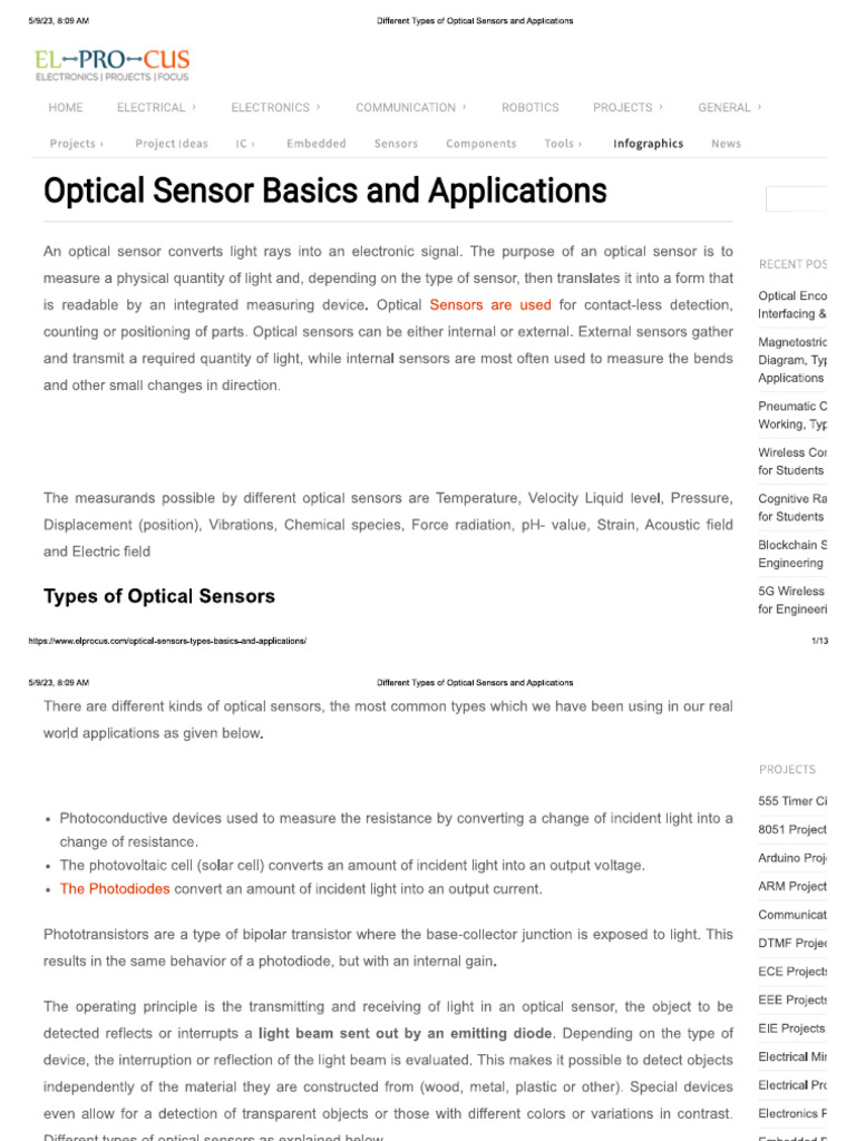 Optical Sensor | PDF