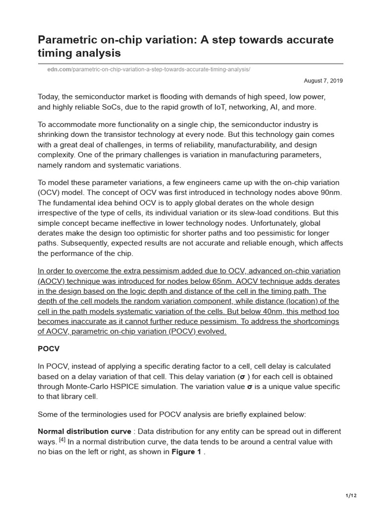 Parametric On-Chip Variation A Step Towards Accurate Timing Analysis | PDF | Standard Deviation ...