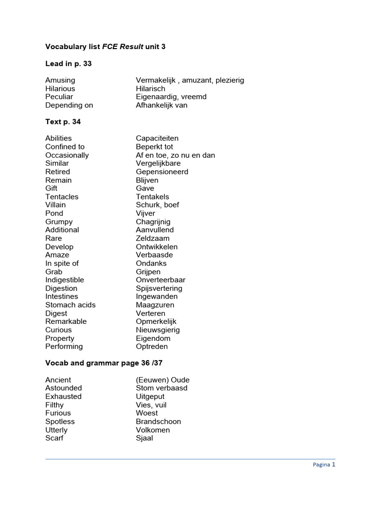 Word List Unit 3 4 REVISED | PDF