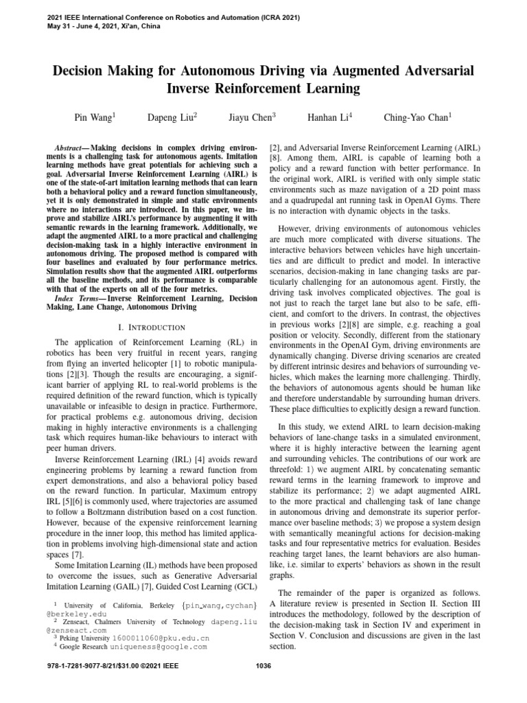 1976 Decision Making For Autonomous Driving Via Augmented Adversarial