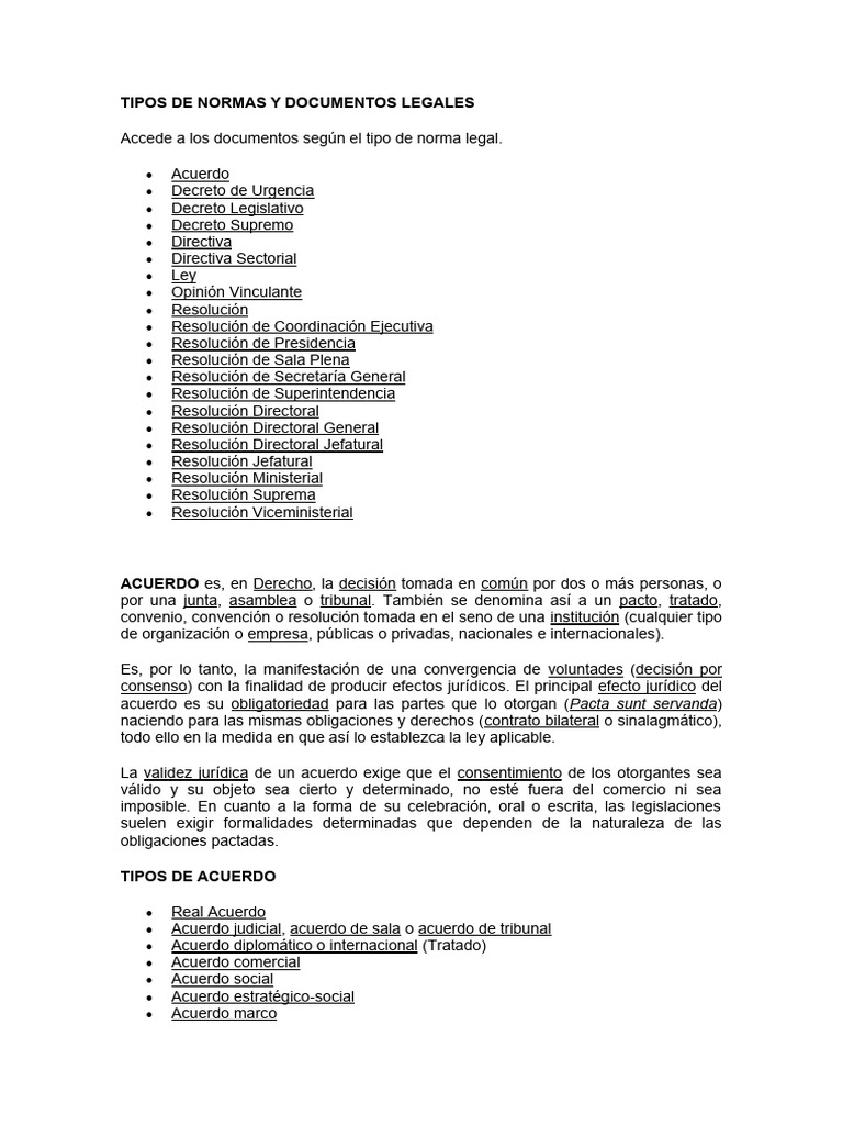 TIPOS DE NORMAS Y DOCUMENTOS LEGALES | PDF | Gobierno de españa | Tratado