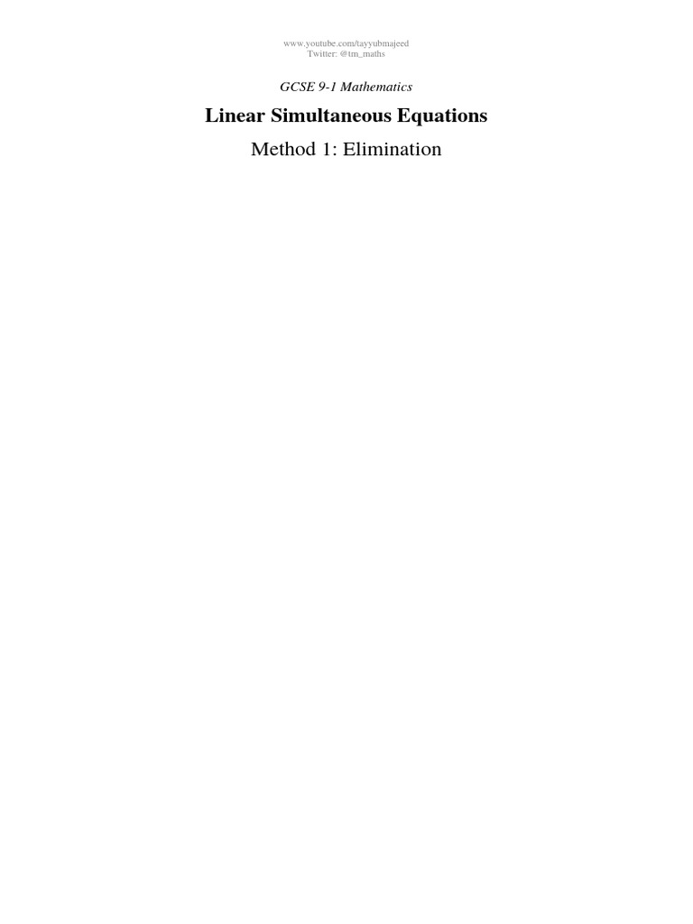 Linear Simultaneous Equations | PDF | Equations | System Of Linear ...