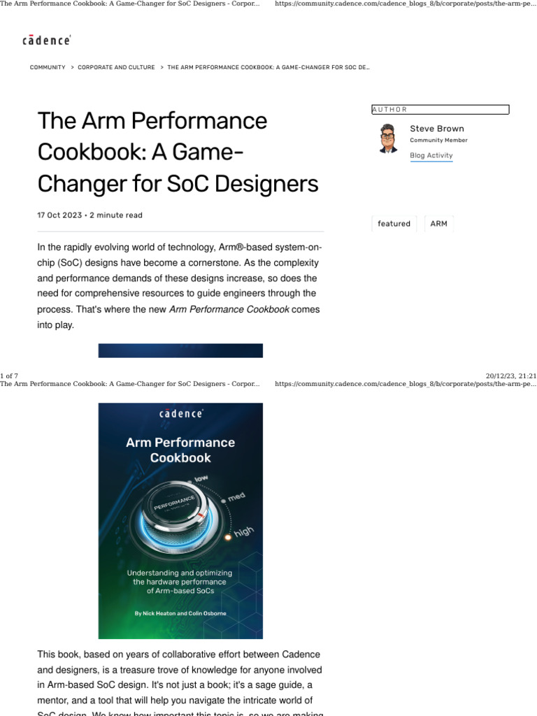 The Arm Performance Cookbook A Game-Changer For SoC Designers - Corporate and Culture - Cadence ...