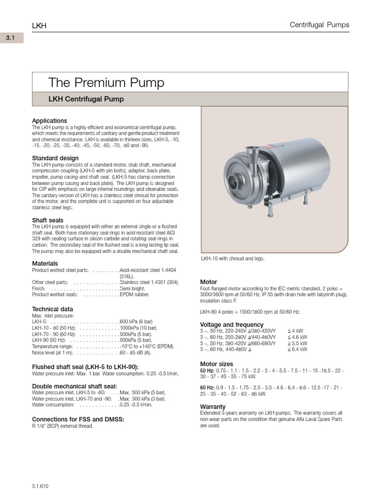 The Premium Pump: LKH Centrifugal Pumps | PDF | Pump | Mechanical ...