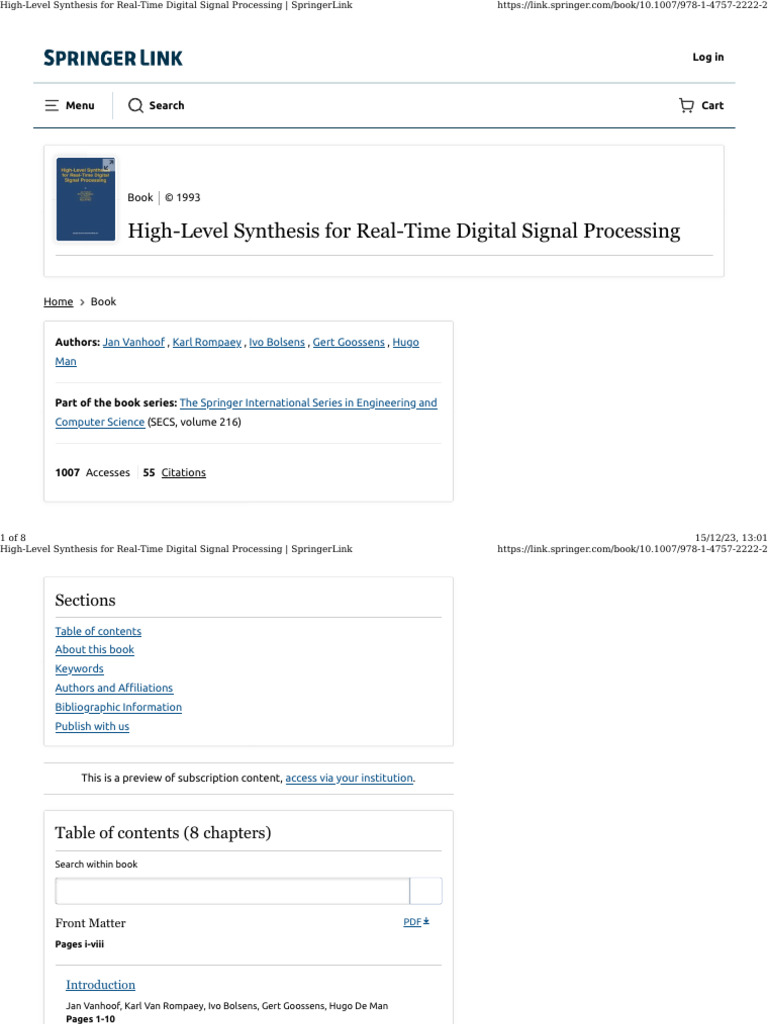 TODO-High-Level Synthesis For Real-Time Digital Signal Processing - Jan Vanhoof - Karl Rompaey ...