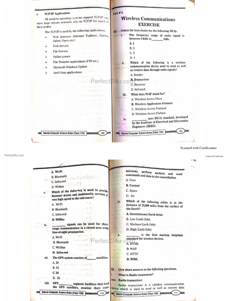 Wireless Communication Cha 6 Computer Science Notes 1st Year | PDF