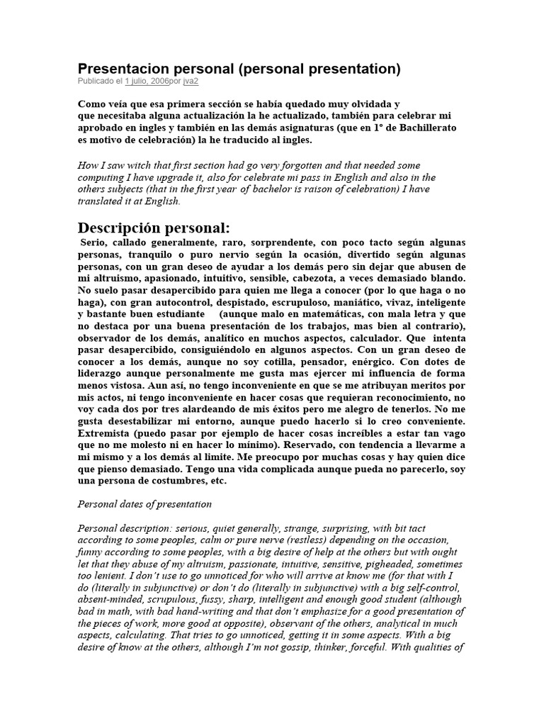 Presentacion Personal | PDF