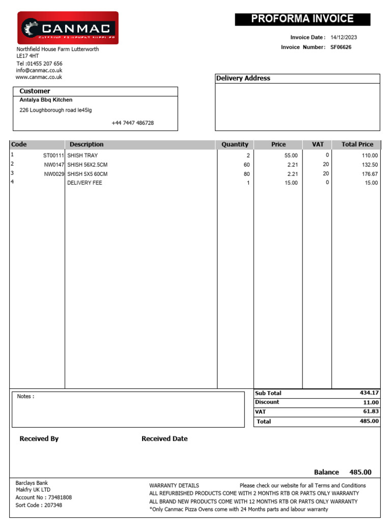 Antalya BBQ Kitchen | PDF | Invoice | Service Industries